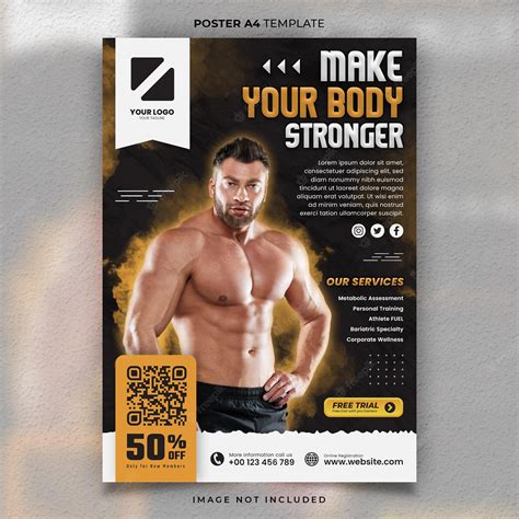 Premium Psd Orange Fitness Gym Poster Or Banner Template Ready To Print