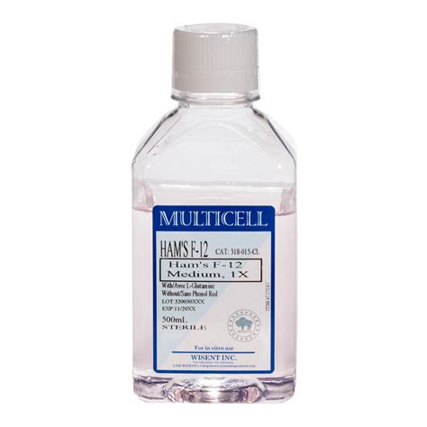 318 015 Cl Hams F 12 Medium 1x With L Glutamine W O Phenol Red 500ml Wisent