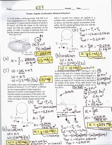 KEY Torque Angular Acceleration Moment Of Inertia Physics And AP Physics