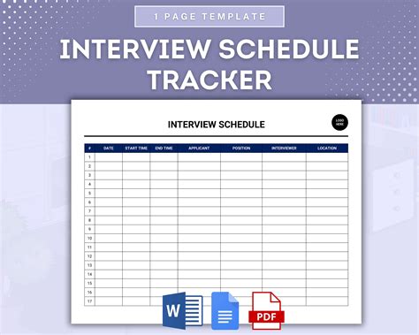 Job Interview Schedule Tracker Job Interview Calendar Job Interview