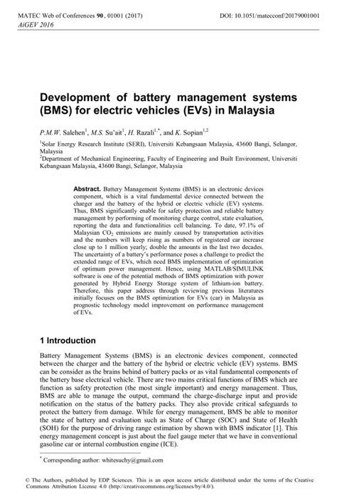 Pdf Development Of Battery Management Systems Bms For Dokumentips