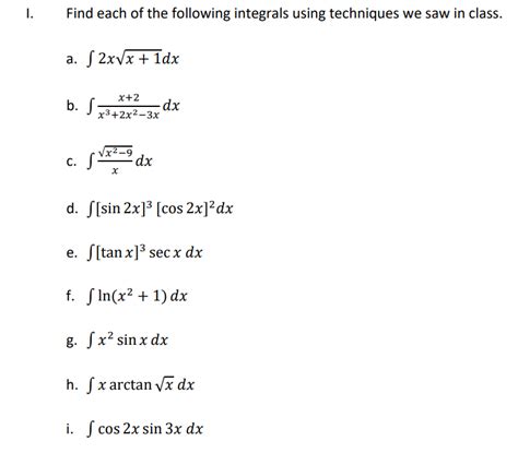 solved i find each of the following integrals using trig
