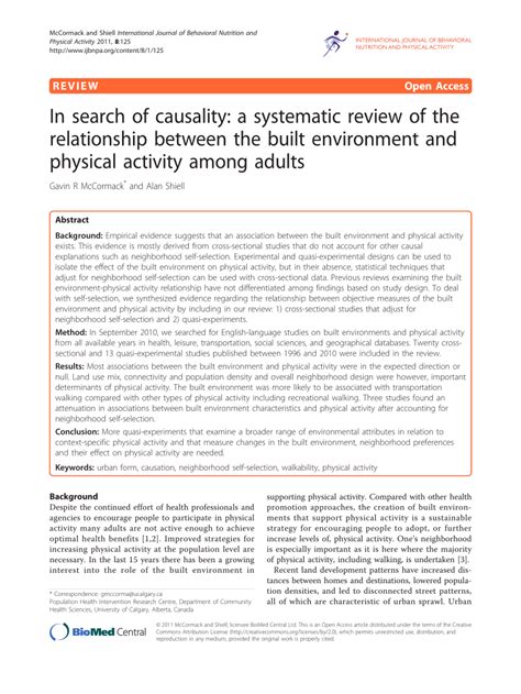 Pdf In Search Of Causality A Systematic Review Of The Relationship Between The Built