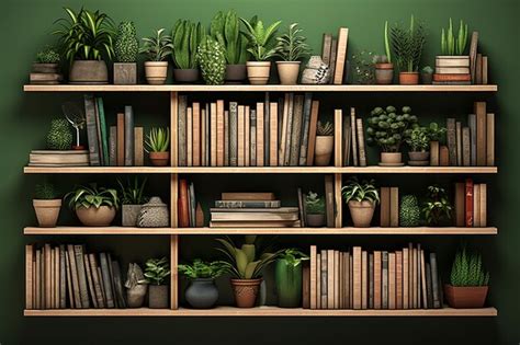 Premium AI Image A Contemporarystyle Bookshelf Adorned With Plants That Serves