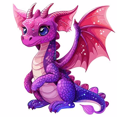 Premium Vector Adorable Pink Purple Dragon Clipart Isolated On White