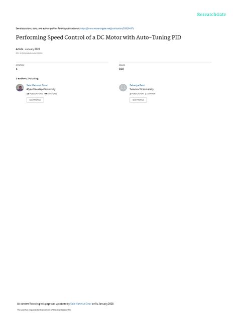 Performing Speed Controlofa Dcmotorwith Auto Tuning Pid Pdf