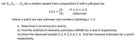 solved let x1 x2 ⋯ xn be a random sample from a population x