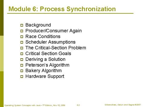 Chapter 6 a Synchronization Operating System Concepts with