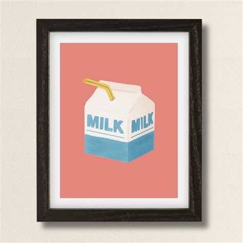 Retro Milk Carton Print Hand Drawn Kitchen Art Digital Download Etsy