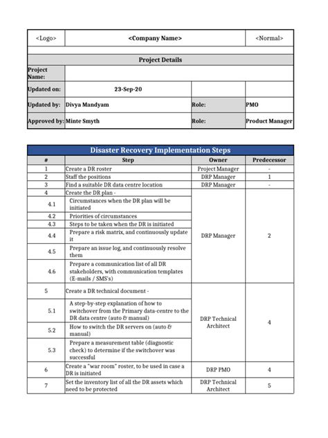 Dr Implementation Plan Template Draft V0 2 Pdf Computing