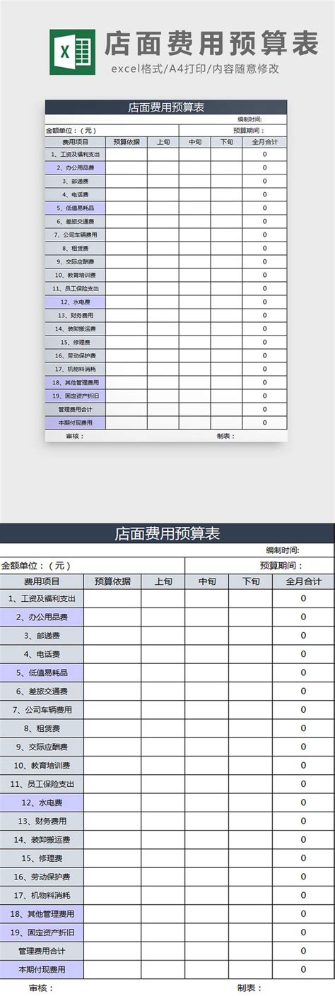 매장 경비 예산 양식 Excel 템플릿 엑셀 템플릿 Xlsx 무료 다운로드 Pikbest