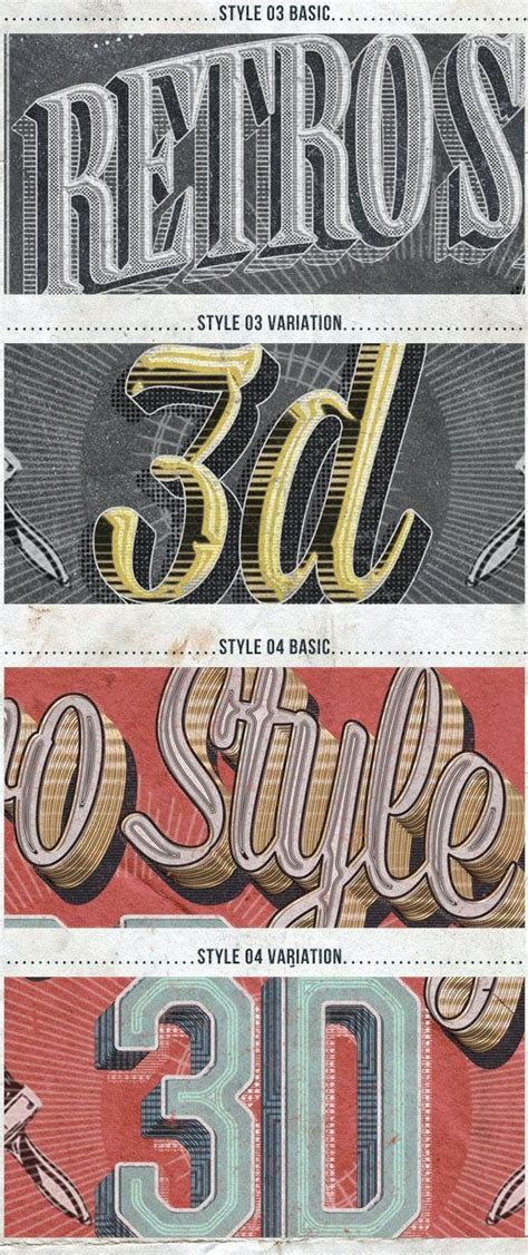retro style 3d tools photoshop actions