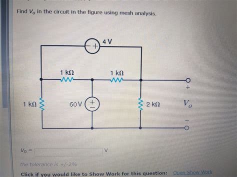 Solved Find Vo In The Circuit In The Figure Using Mesh Chegg
