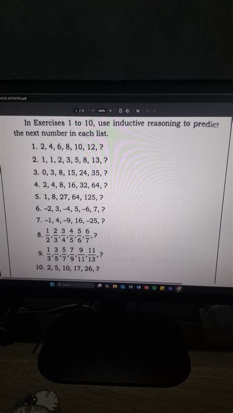 In Exercises 1 To 10 Use Inductive Reasoning To Predict The Next Number