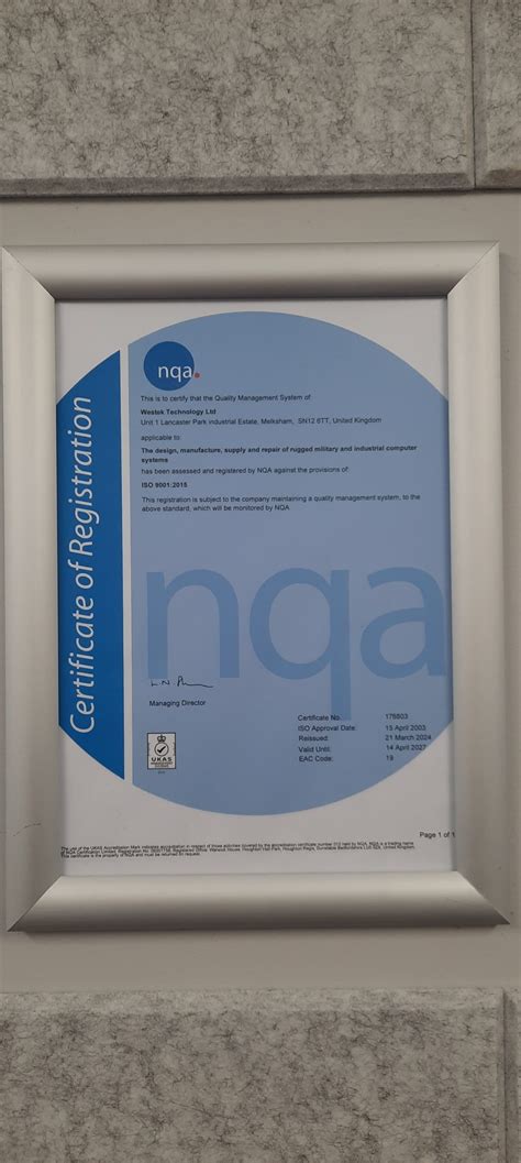 Successful Iso 9001 Audit Westek