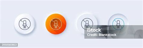 마이크 라인 아이콘이 없습니다 마이크 사인을 음소거합니다 선 아이콘 벡터 마이크에 대한 스톡 벡터 아트 및 기타 이미지