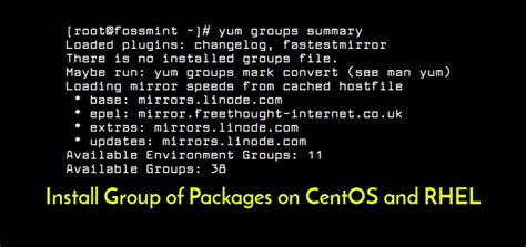 how to install group of packages using yum on centos and rhel