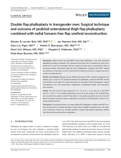 Pdf Double Flap Phalloplasty In Transgender Men Surgical Technique