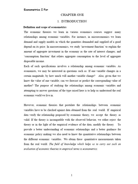 Chapter One Econometrics Pdf Econometrics Statistics