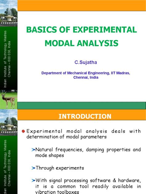 Basics Of Experimental Modal Analysis C Sujatha Pdf Resonance Physics
