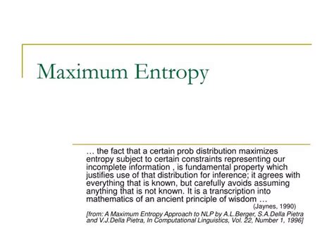 Ppt Maximum Entropy Principles In Statistical Modeling Powerpoint Presentation Id