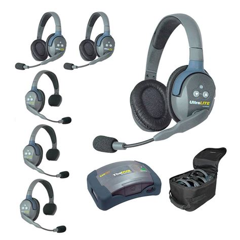 Eartec Hub3s3d Ultralite 3 Single 3 Double Hub Intercom System With 6 Headsets Batteries