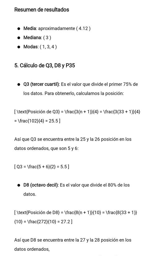 Calcula La Media Mediana Y Moda El Q3 D8 Y P35 A Construye Una