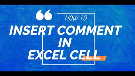 Insert Comments And Notes In Excel Youtube