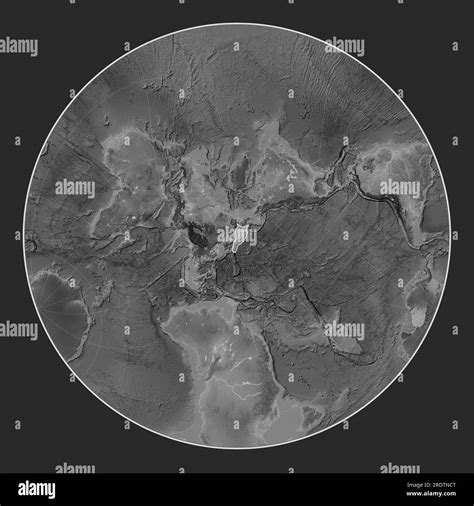 Okhotsk Tectonic Plate On The Grayscale Elevation Map In The Lagrange Oblique Projection