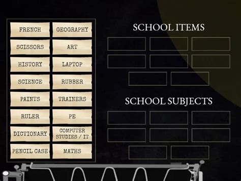 School Subjects Vs School Objects Group Sort