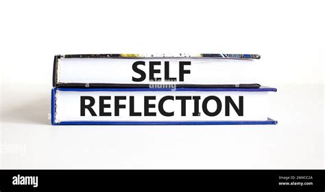 Self Reflection Symbol Concept Word Self Reflection Typed On Books Beautiful White Table White
