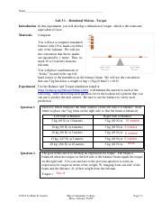 Torque Online Pdf Name Lab Rotational Motion Torque Introduction In This