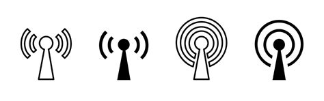 Antenna Signal Icon Stylized Broadcasting Tower With Radiating Waves Communication Symbol For