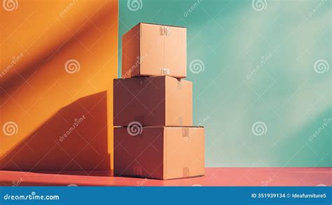 Three Boxes Stacked On Top Of Each Other Stock Photo Image Of Wall Sitting