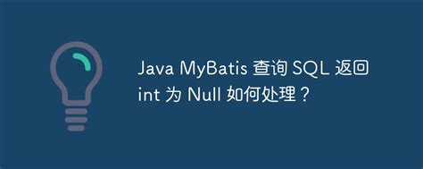 Java Mybatis 查询 Sql 返回 Int 为 Null 如何处理？ 美云