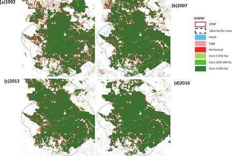 Maps Of Forest Fragmentation Patterns Obtained At 100 M Edge Width Download Scientific Diagram