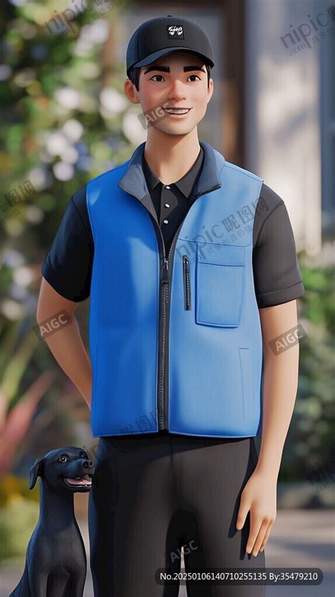 Ai创作图配送员工作服 马甲效果图 快递员插画 马甲义工服 便利店工服 户外站服装 写实人物插画 写实卡通人物 卡通写实人物 帅气保安 管理员制服 嗨vis背心 志愿者服装 鸭舌帽员工插画 仿