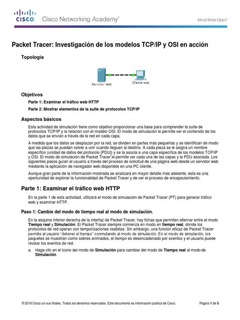 ejercicio 3 2 4 6 packet tracer pdf modelo osi servidor web