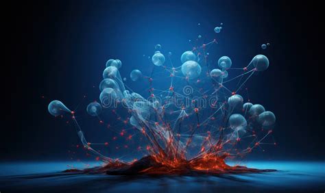 Abstract Quantum Communication Concept On Blue Background Stock