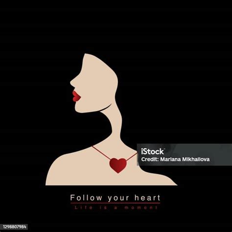 트렌디 한 카드 이야기 또는 포스터 추상적 인 여성 모양과 실루엣 현대 미술 일러스트레이션 엽서 비문축하 당신의 마음을 따라 인생은 순간이다 남자에 대한 스톡 벡터 아트 및