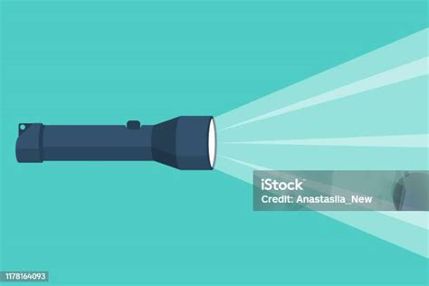 밝은 빔 손전등 플랫 아이콘입니다 전기 램프 배터리 전원 손전등에 대한 스톡 벡터 아트 및 기타 이미지 손전등 벡터 그림자 Istock