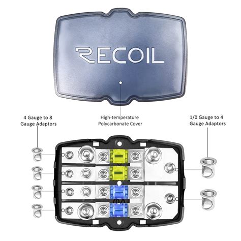 MFH24 4 Way Mini ANL Or ANL Fused Distribution Block 2 X 0 2 4 Gauge In 4 X 4 8 Gauge Out