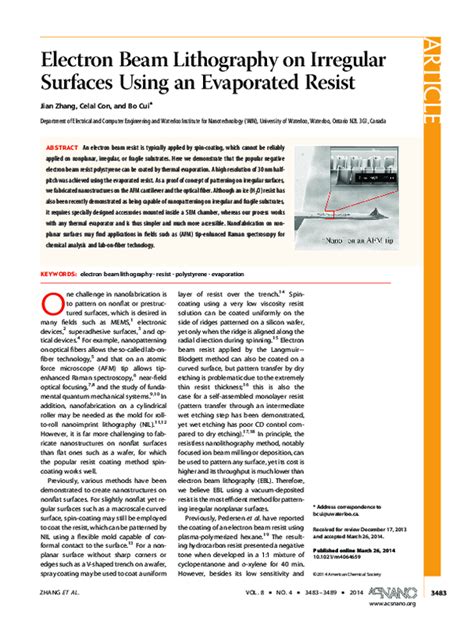 Pdf Electron Beam Lithography On Irregular Surfaces Using An Evaporated Resist