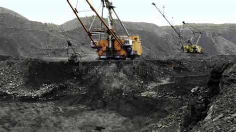 Heavy Machinery Utilized In A Coal Mining Operation For Resource