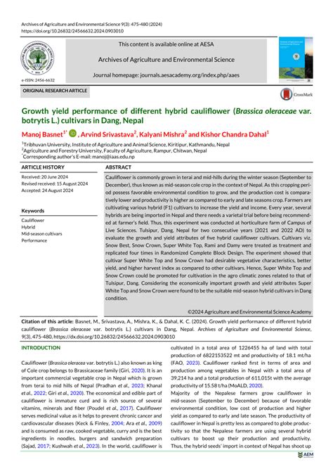 Pdf Growth Yield Performance Of Different Hybrid Cauliflower Brassica Oleraceae Var Botrytis