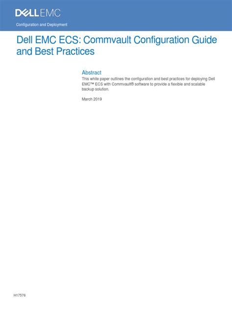 H17576 Ecs Commvault Config Guide Best Practices Wp Pdf Open Stack Load Balancing Computing