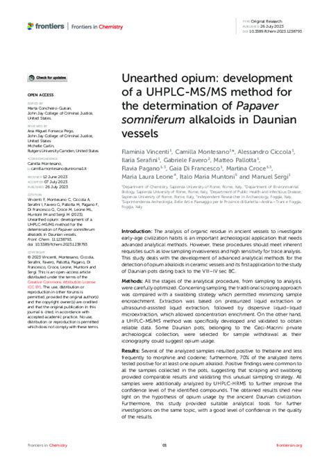 pdf unearthed opium development of a uhplc ms ms method for the