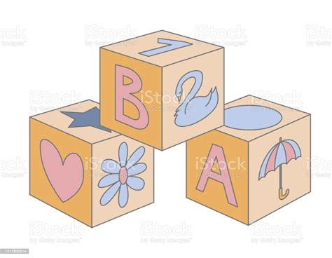 건물을 위한 아기 나무로 되는 장난감을 막으십시오 귀여운 파스텔 블루와 소년 또는 소녀를위한 핑크 색상의 유치한 큐브 글자가있는