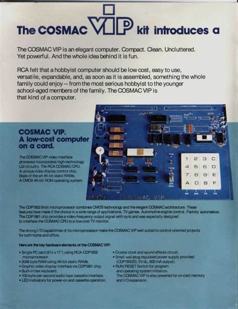 Cosmac Vip Bochure Vintage Computer