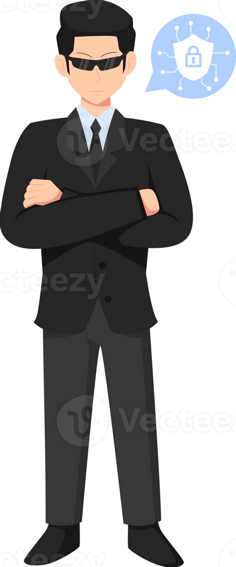 Digital Data Protection Illustration With Cyber Security Cartoon